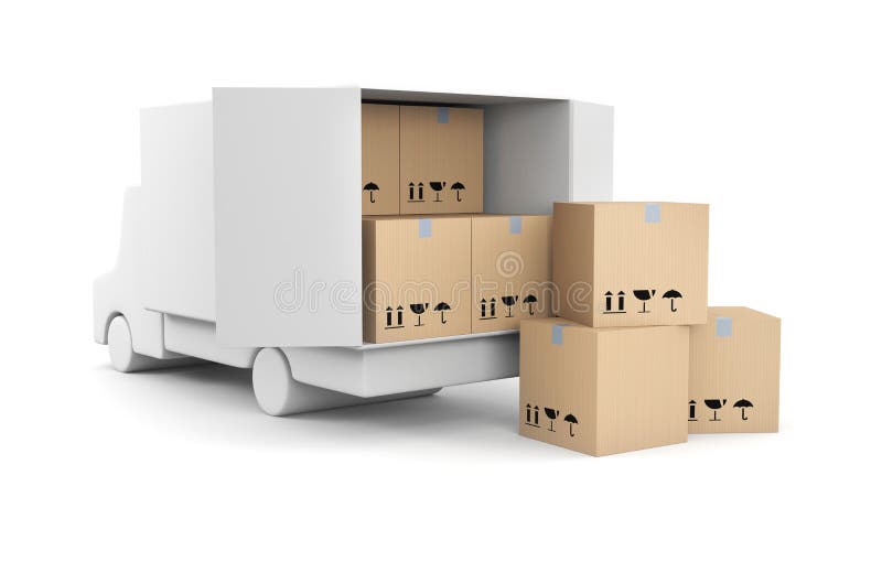 Truck with boxes stock illustration. Illustration of delivery - 35411407