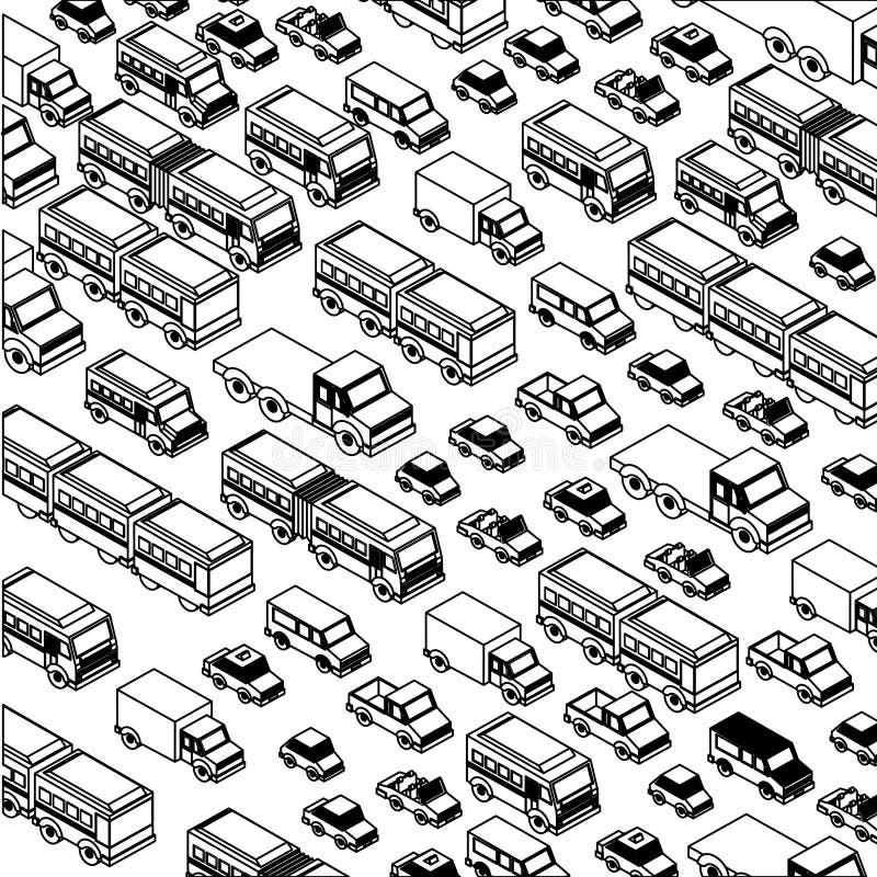 Truck and Bus Transport Isometric Pattern Stock Vector - Illustration ...