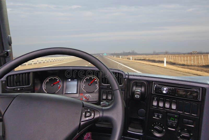Truck View through Windscreen Stock Image - Image of dashboard, panel ...