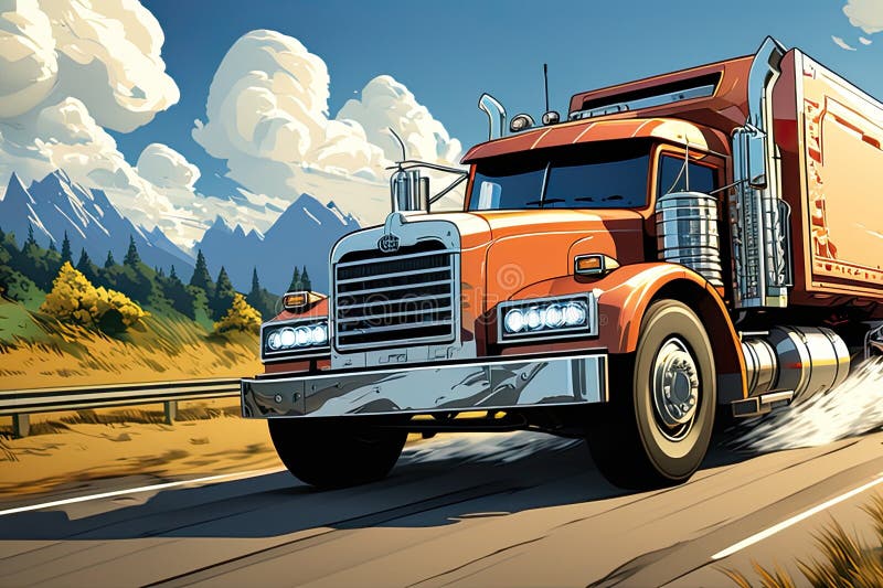 Truck Car in Graphic Novel and Comic Style Stock Illustration ...