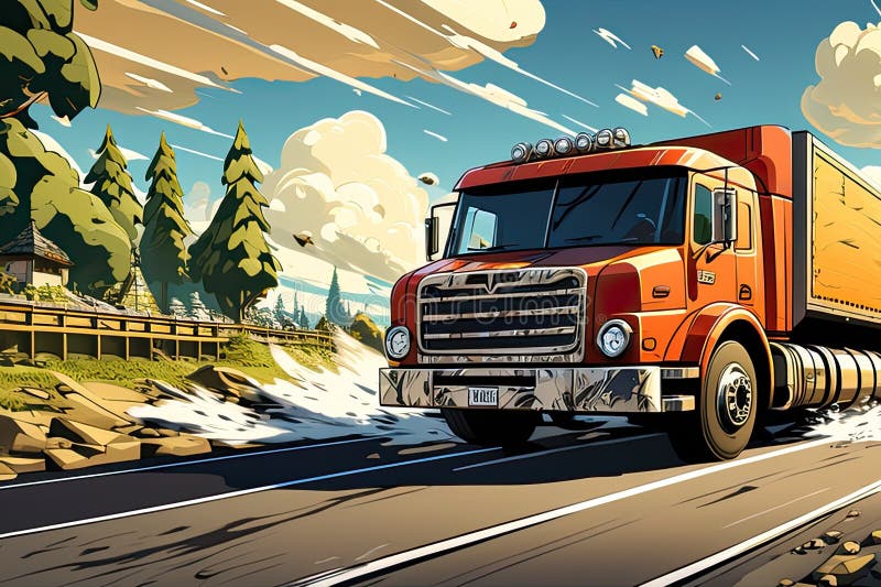 Truck Car in Graphic Novel and Comic Style Stock Illustration ...