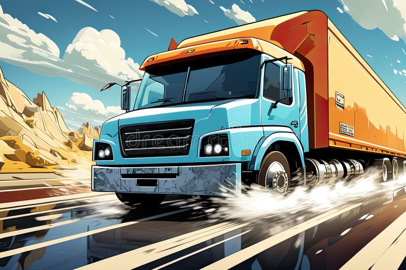Truck Car in Graphic Novel and Comic Style Stock Illustration ...