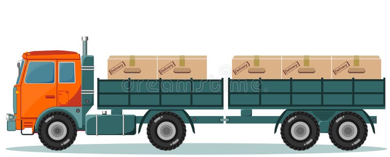 Truck with Cargo Boxes on Trailer, Vector Stock Vector - Illustration ...