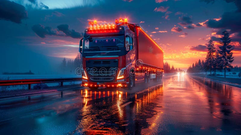 Truck with Cargo on the Road. Logistics and Transportation Concept ...