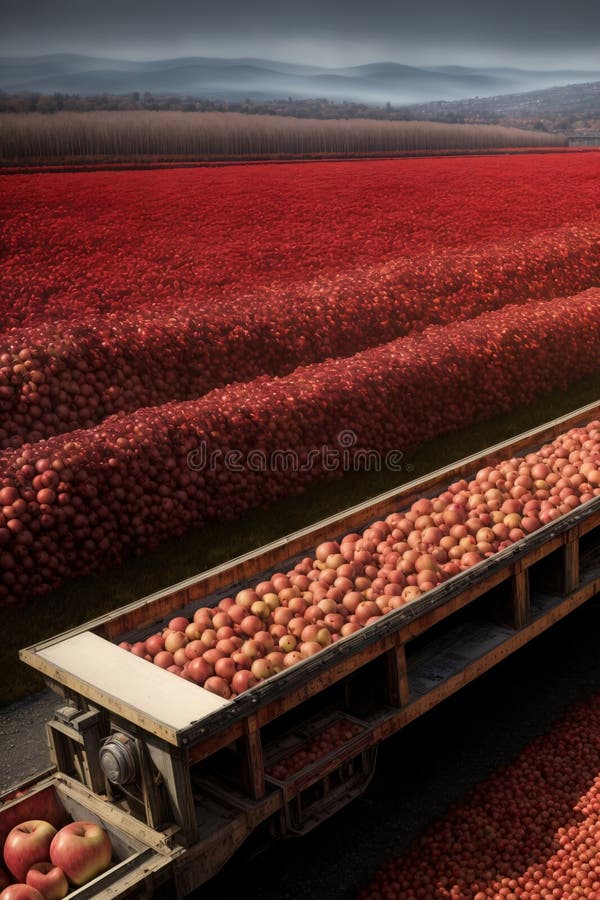 A Truck Carrying a Load of Apples in a Field. Generative AI Stock ...