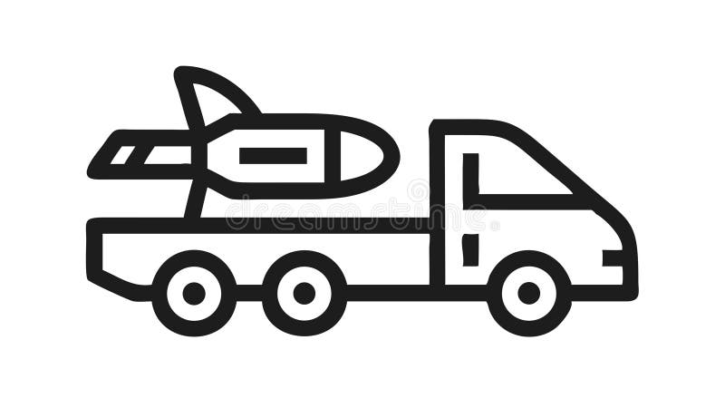 Truck Carrying a Rocket, Representing Transport and Space , Vector ...