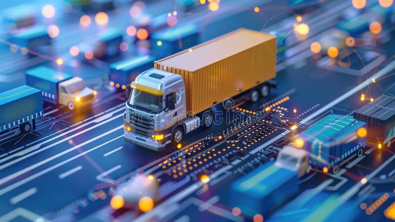 Truck on a Circuit Board: the Future of Logistics Stock Illustration ...