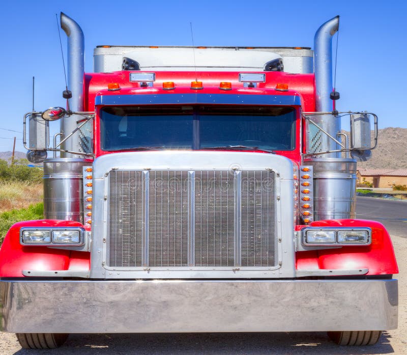 Red Semi Truck stock photo. Image of cargo, delivery, load - 2483876