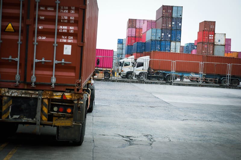 Truck Comes To Pick Up the Container Stock Image - Image of freight ...
