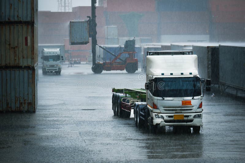 Truck Comes To Pick Up the Container Stock Photo - Image of automobile ...
