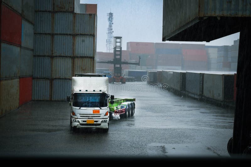 Truck Comes To Pick Up the Container Stock Image - Image of container ...