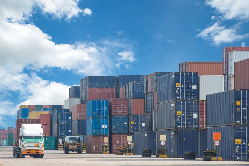 Truck in container depot stock image. Image of forklift - 58278101