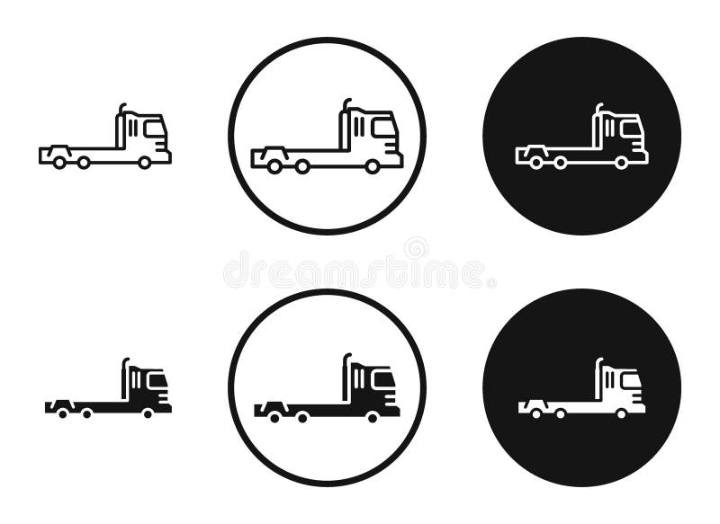 Truck Container Empty Vector Icon Set in Black and White Outlines Stock ...