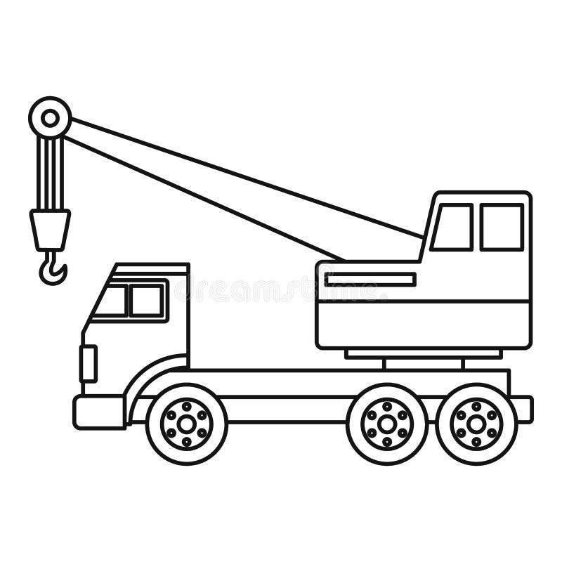 Truck crane icon outline stock vector. Illustration of beam - 91906615
