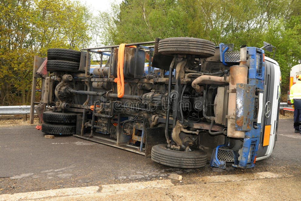 Truck crash roll over editorial photo. Image of damaged - 24827976