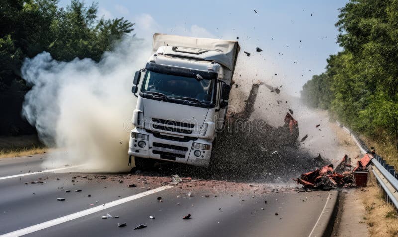 Truck Crash on the Side of the Road Stock Illustration - Illustration ...