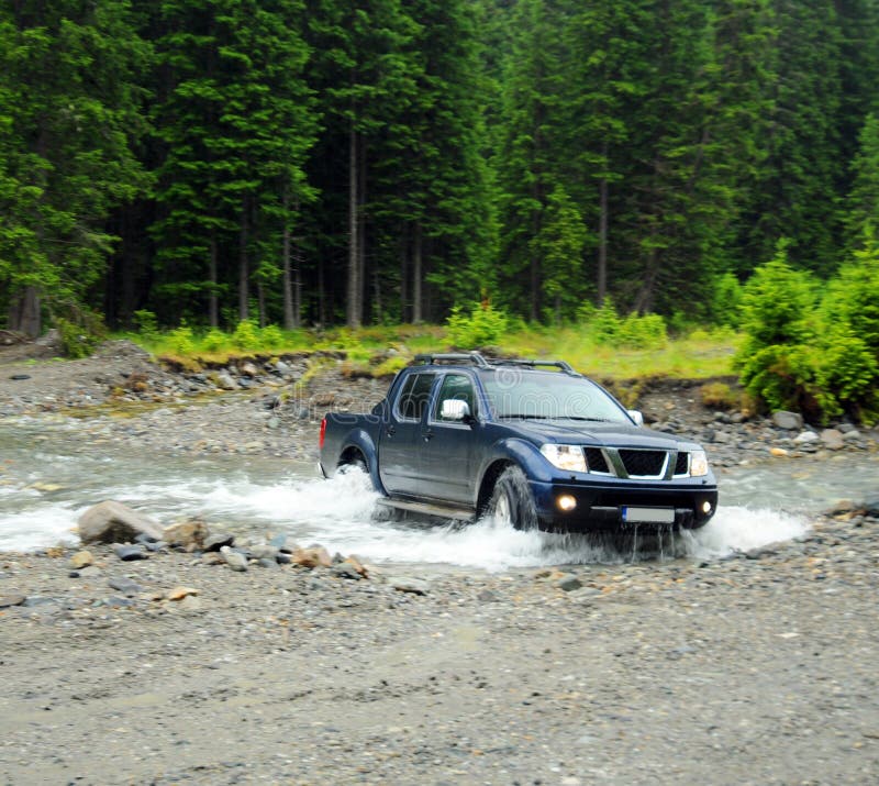 Truck crossing river stock photo. Image of wheel, driving - 11453154