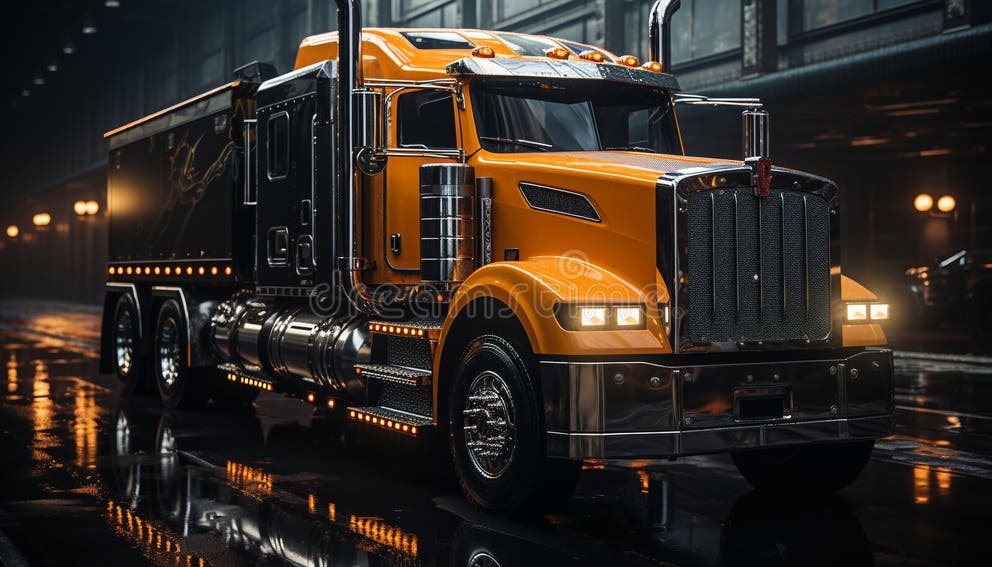 Truck Delivering Freight, Speeding on Multiple Lane Highway, Working ...