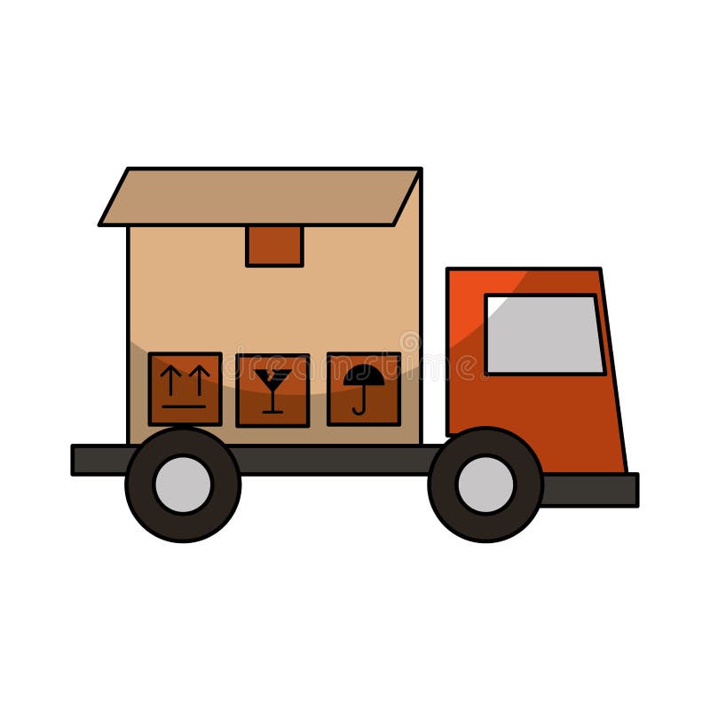 Truck Delivery with Box Service Icon Stock Vector - Illustration of ...