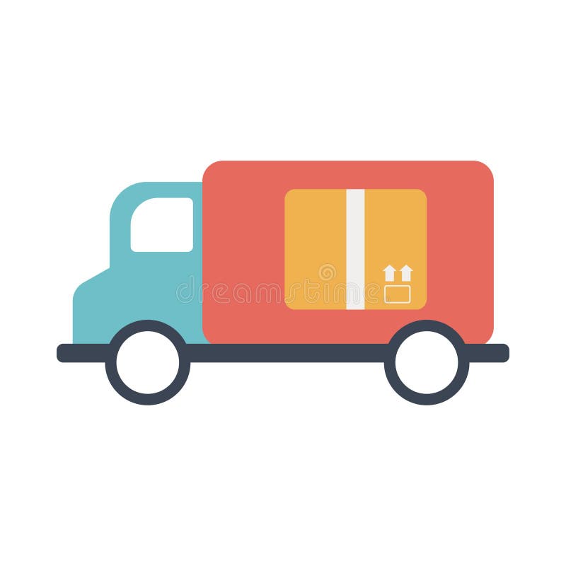 Truck Delivery Service Flat Style Icon Stock Vector - Illustration of ...