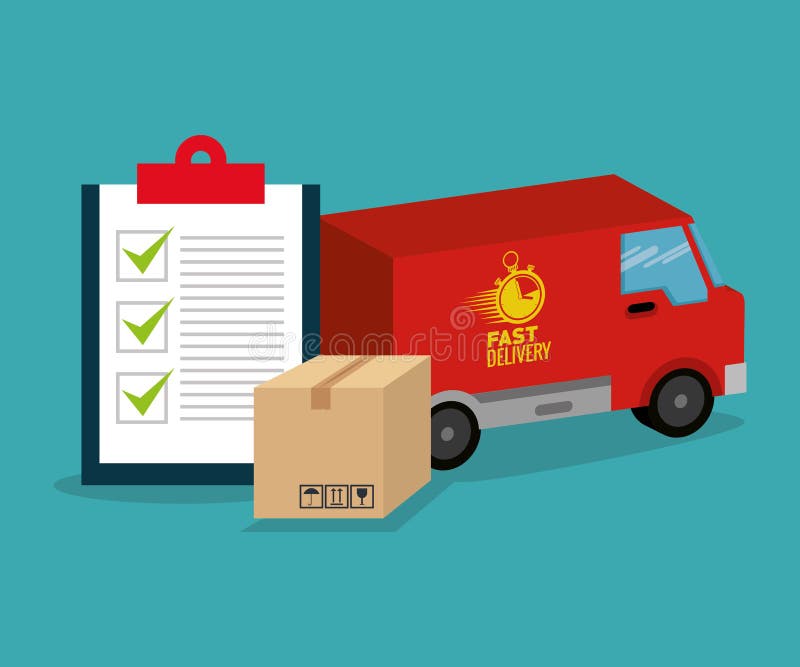 Truck with Delivery Service Icons Stock Vector - Illustration of ...