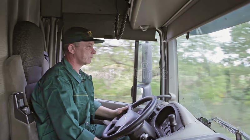 Truck Driver Using Truck Gps Navigation To Looks the Route before ...