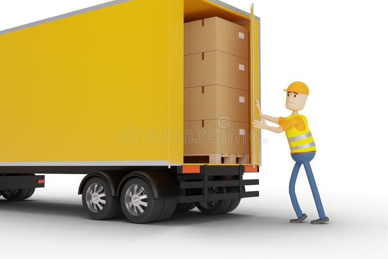 Lorry Driver Backing Up His Truck. Cartoon Style Freight Delivery ...