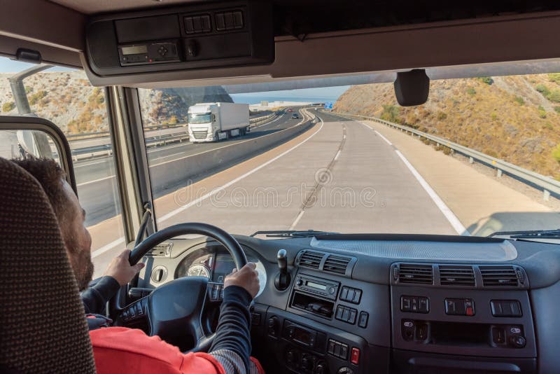 Truck Driver Driving on the Highway Stock Image - Image of transport ...