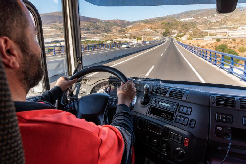Truck Driver Driving on the Highway Stock Image - Image of driving ...
