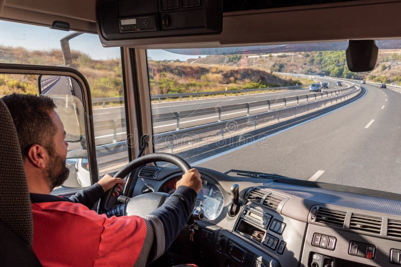 Truck Driver Driving on the Highway Stock Image - Image of transport ...
