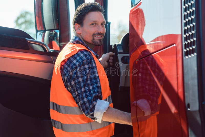 Truck Driver in Front of His Freight Forward Lorry Stock Photo - Image ...