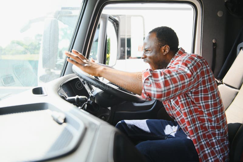 Truck Driver Gets Angry while Driving Stock Image - Image of annoyed ...