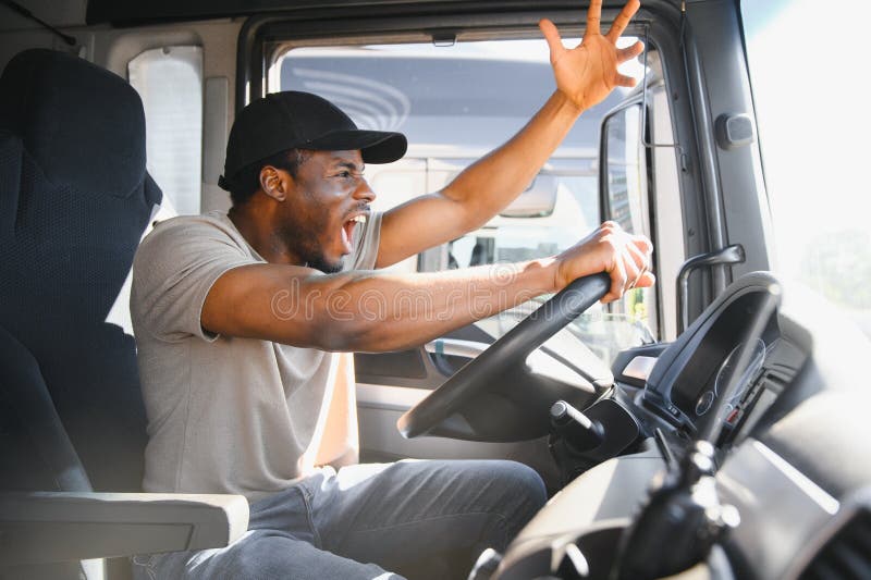 Truck Driver Gets Angry while Driving Stock Photo - Image of scream ...