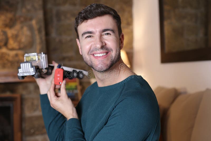 Truck Driver Holding New Keys Stock Image - Image of industrial ...