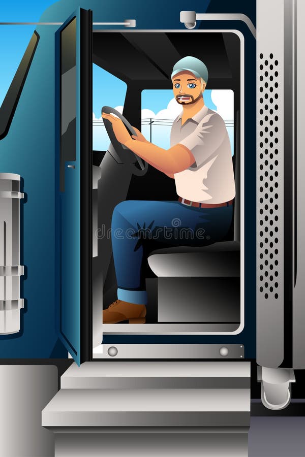 Truck Driver Inside of His Truck Stock Vector - Illustration of ...