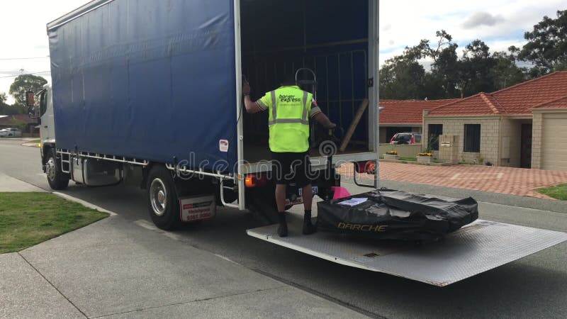 Truck Driver Loading Cargo into a Truck Stock Footage - Video of driver ...