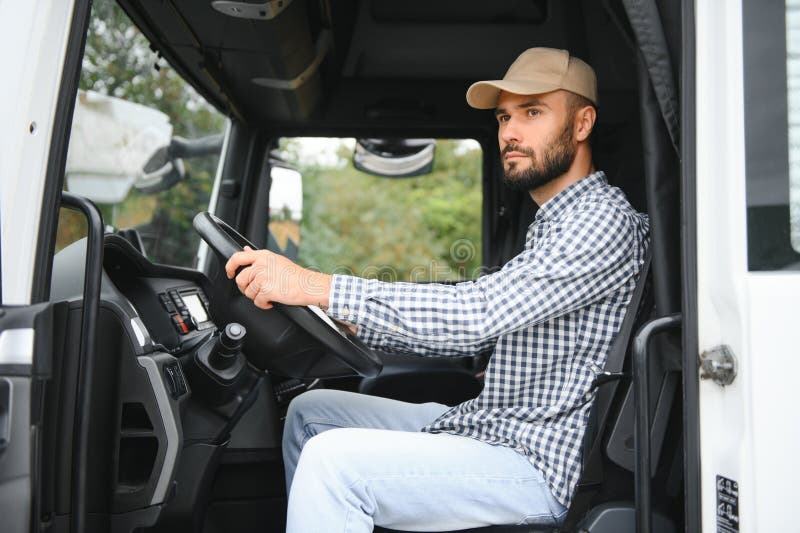 Truck Driver Sitting in Cab Stock Photo - Image of angle, mode: 296517666