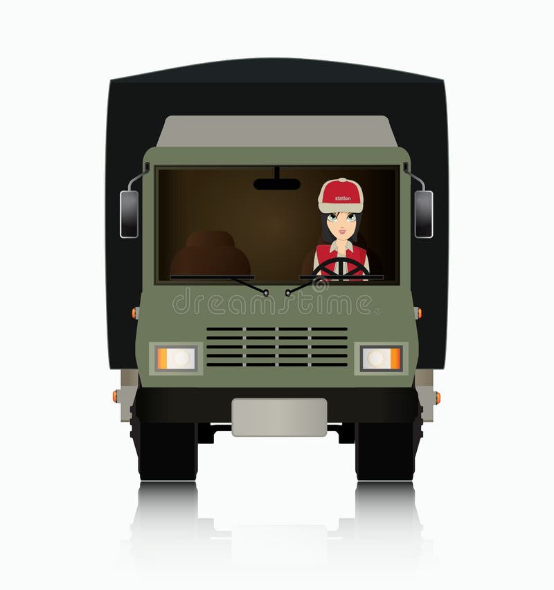 Smiling Truck Female Driver in the Car Stock Vector - Illustration of ...