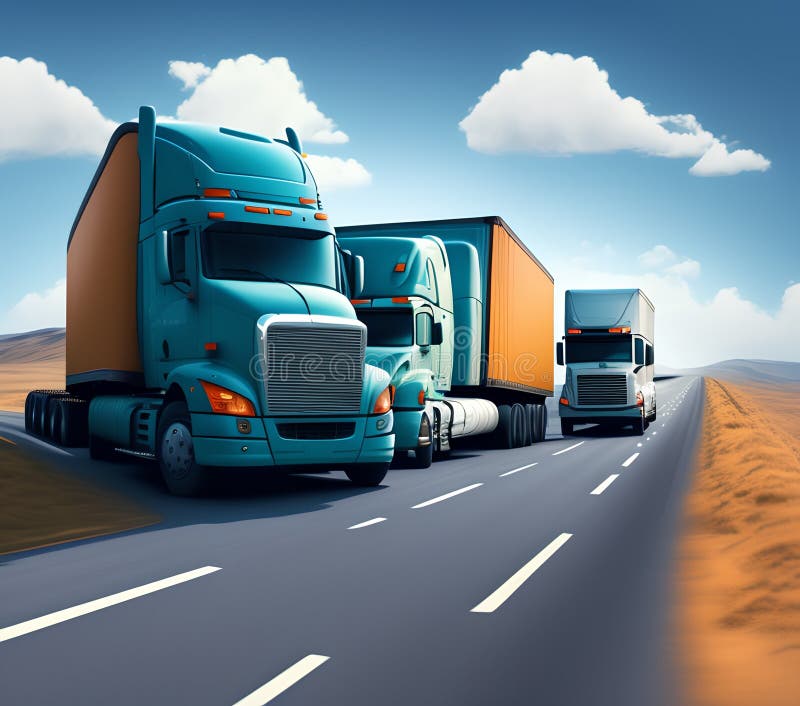 Truck Driving on Road, Generative AI Illustration Stock Illustration ...