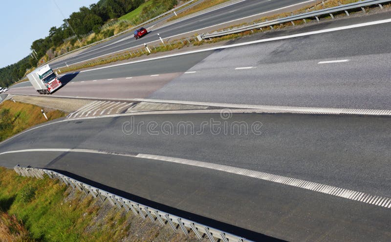 Truck Driving on Scenic Freeway Stock Image - Image of interstate ...
