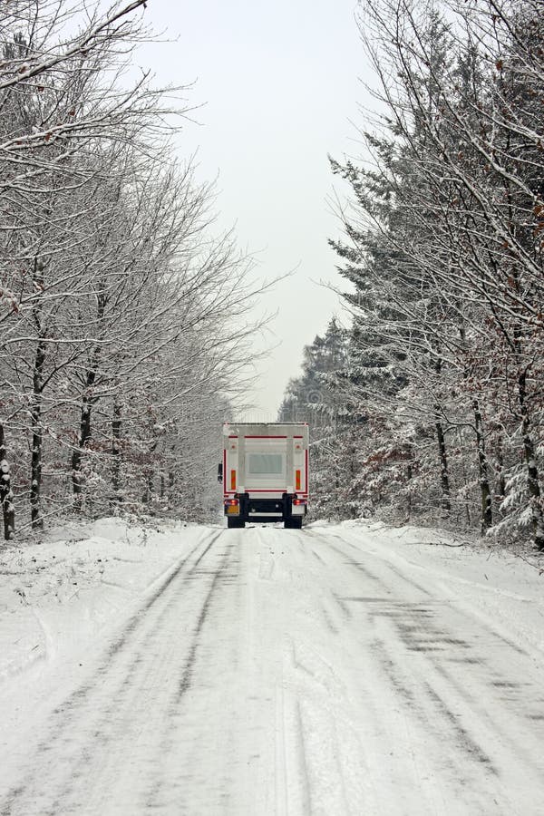 Truck Driving in the Snow in the Countryside Stock Image - Image of ...