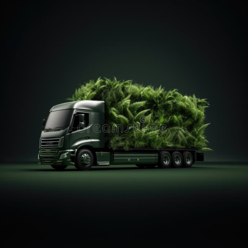 Green Truck Eco Logistic Concept. Stock Illustration - Illustration of ...
