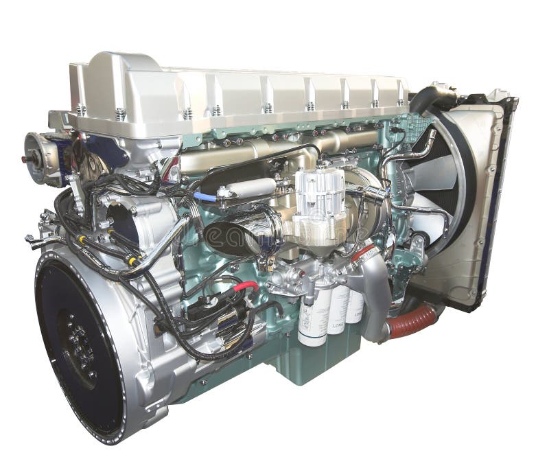 Truck Engine, Isolated on White Stock Image - Image of gasoline, steel ...