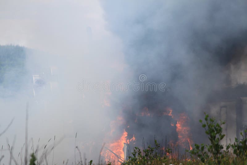 Truck Fire stock photo. Image of summer, highway, flames - 43493180