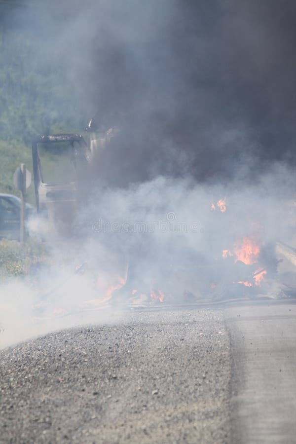 Truck Fire stock image. Image of smoke, highway, flames - 43493253