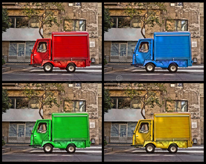 Truck in four colors stock image. Image of automobile - 22983803