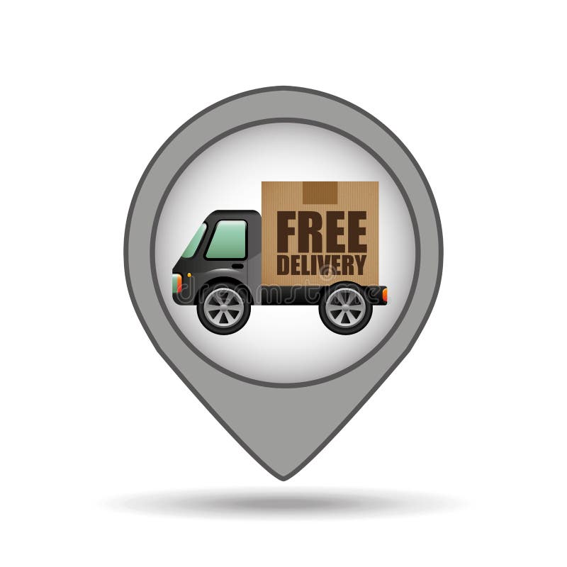 Truck Free Delivery Icon Map Pointer Design Stock Vector - Illustration ...