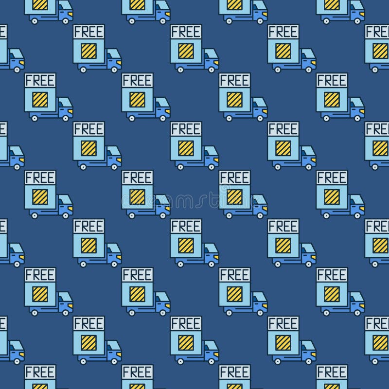 Truck with Free Delivery Vector Blue Seamless Pattern Stock Vector ...