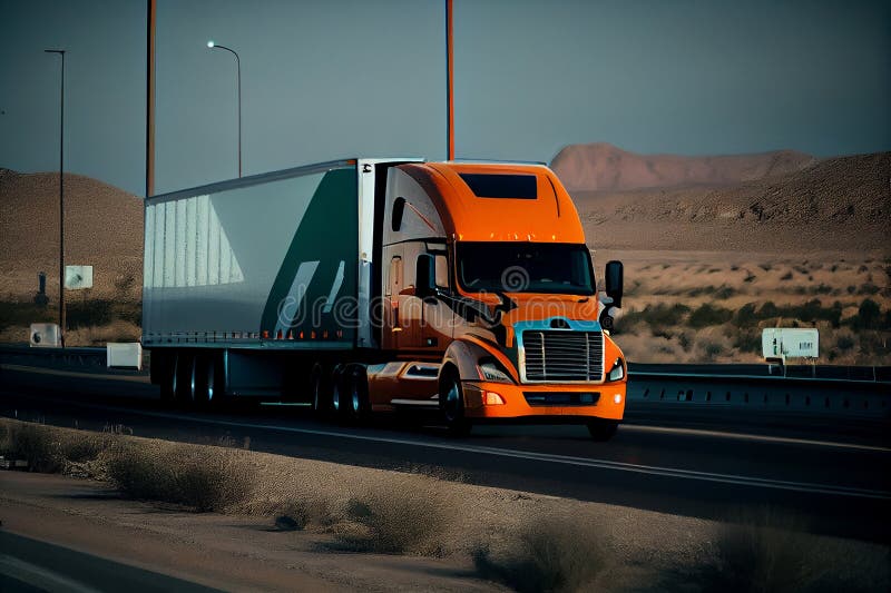 Truck on Freeway.generative Ai Stock Illustration - Illustration of ...