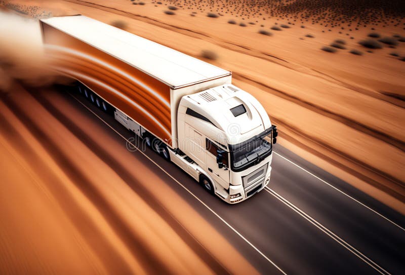 Truck with Freight Moving Fast. Big Truck Driving on Road. Blurred ...